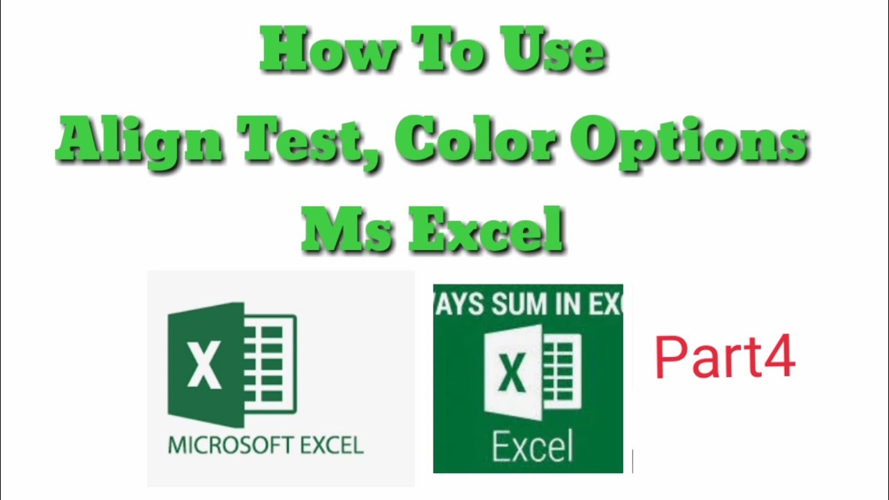 How To Use Align Test, Color Options Ms Excel | Use Textcolor ...