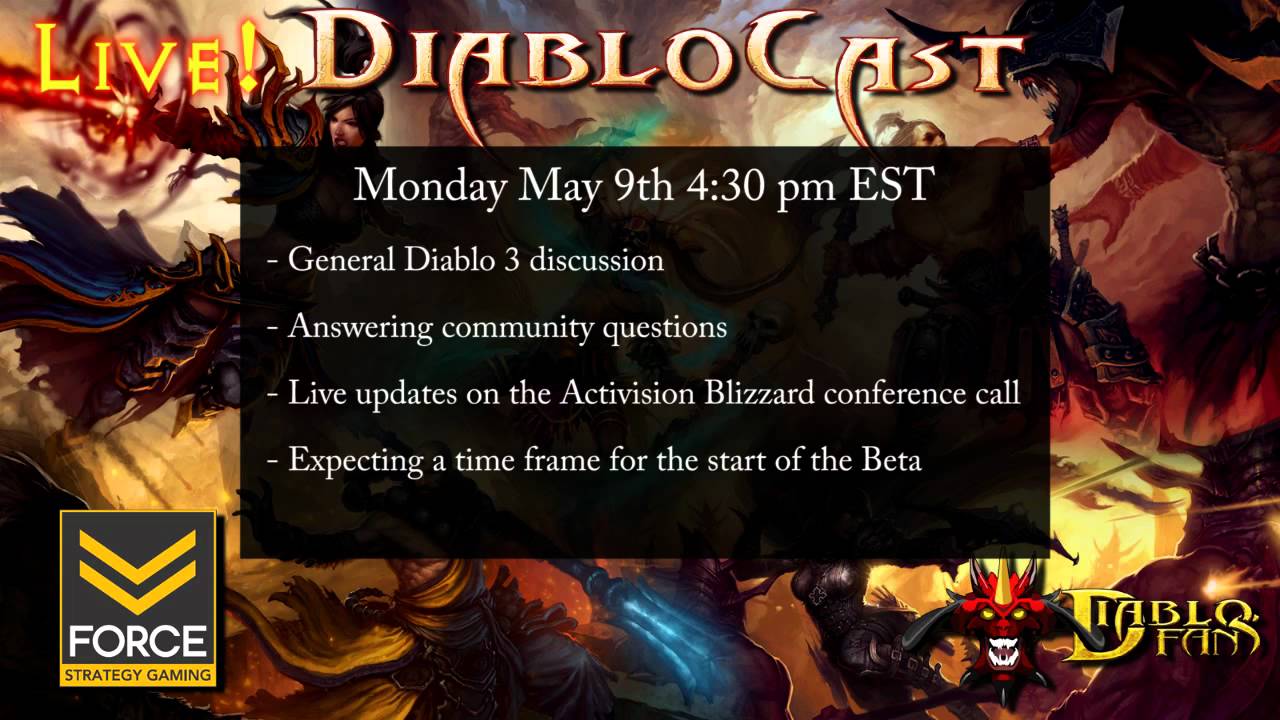 Diablo 3 - Live DiabloCast: Monday May 9th 2011 - Announcement - YouTube