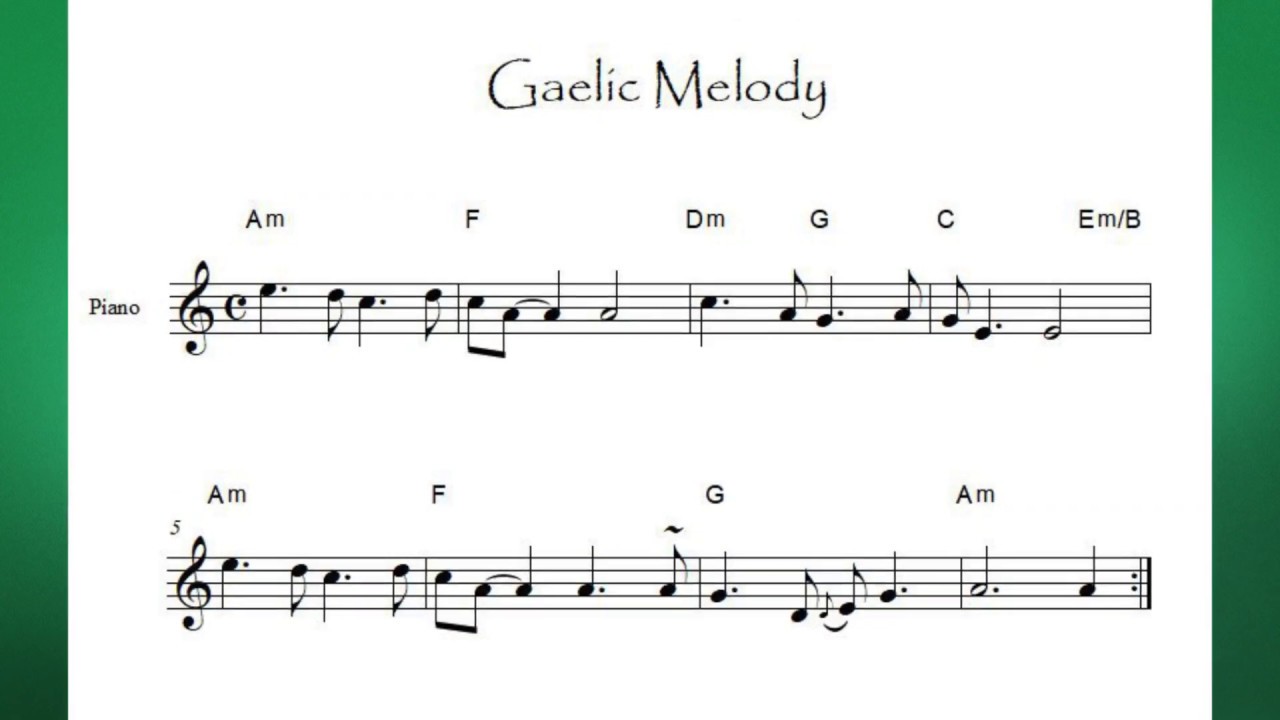 Gaelic Melody piano sheet music - YouTube