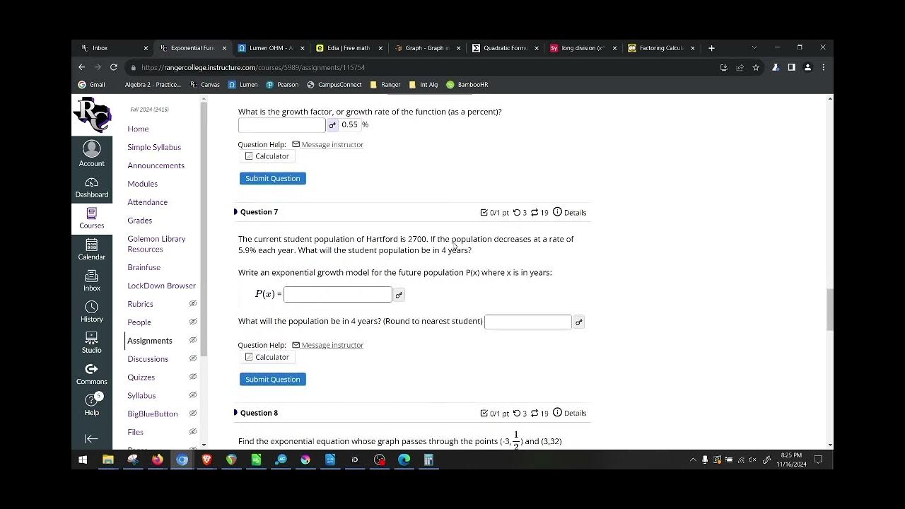 Unit 5b Exponential Functions HW examples - YouTube