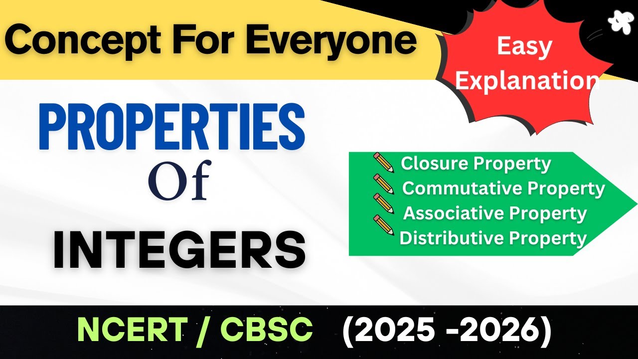 Properties of integers| Closure| commutative| associative| Distributive ...