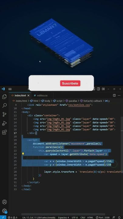 Layered Image Parallax Effect on Mousemove | HTML CSS JAVASCRIPT #html5 #css #short - YouTube