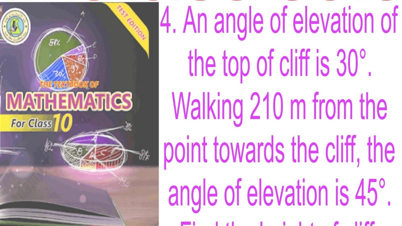 An angle of elevation of top of cliff is 30°. Walking 210 m from the ...