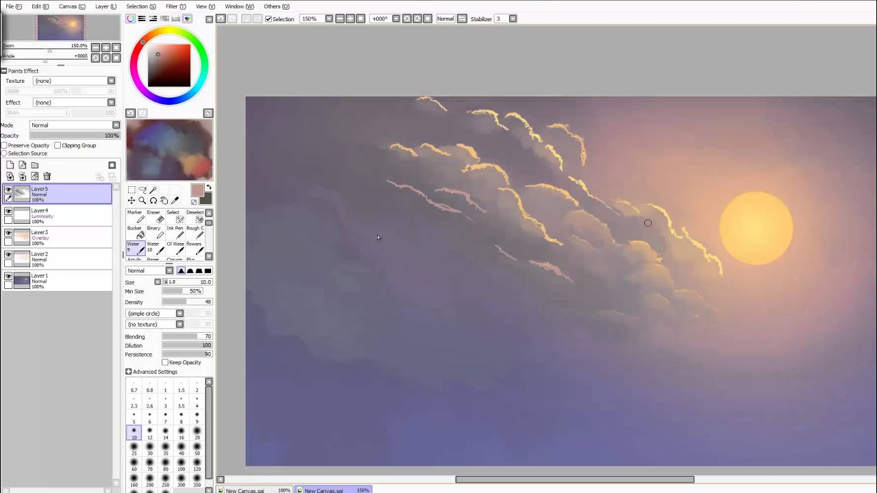 Painting Clouds (SAI) - YouTube