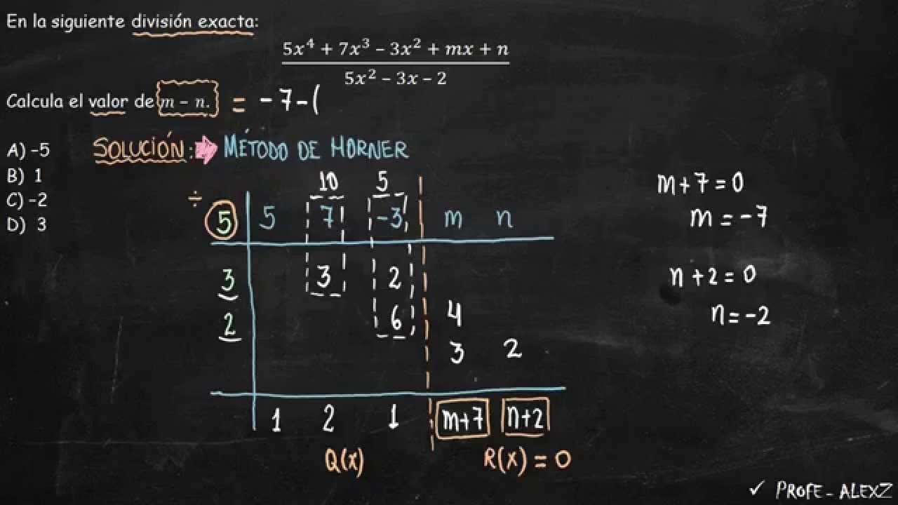 PUCP 34 - Division de Polinomios Metodo de Horner con letras - YouTube