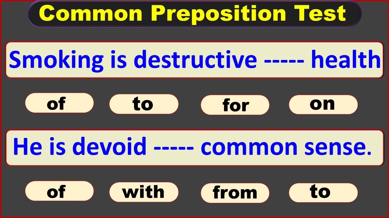 Use of Common Preposition in English # Preposition Quiz # Preposition ...