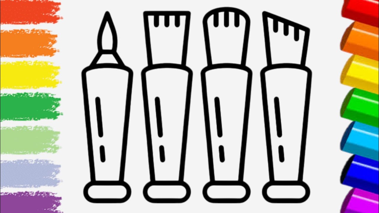 How To Draw Painting Brushes Easy Drawing| Drawing Painting Brush Set ...