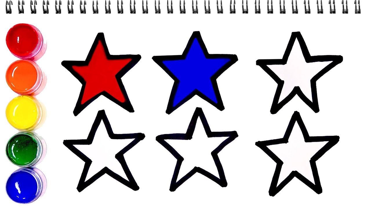 Coloring 6 Stars | Paint for Toddlers and drawing for Kids - YouTube