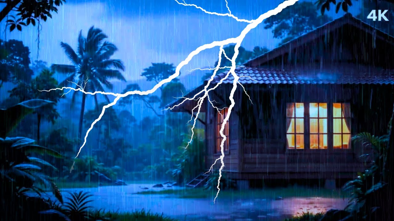 HEAVY RAIN AND THUNDER SOUNDS ☔🌧️⛈️ DEEP SLEEP | Thunderstorm for ...