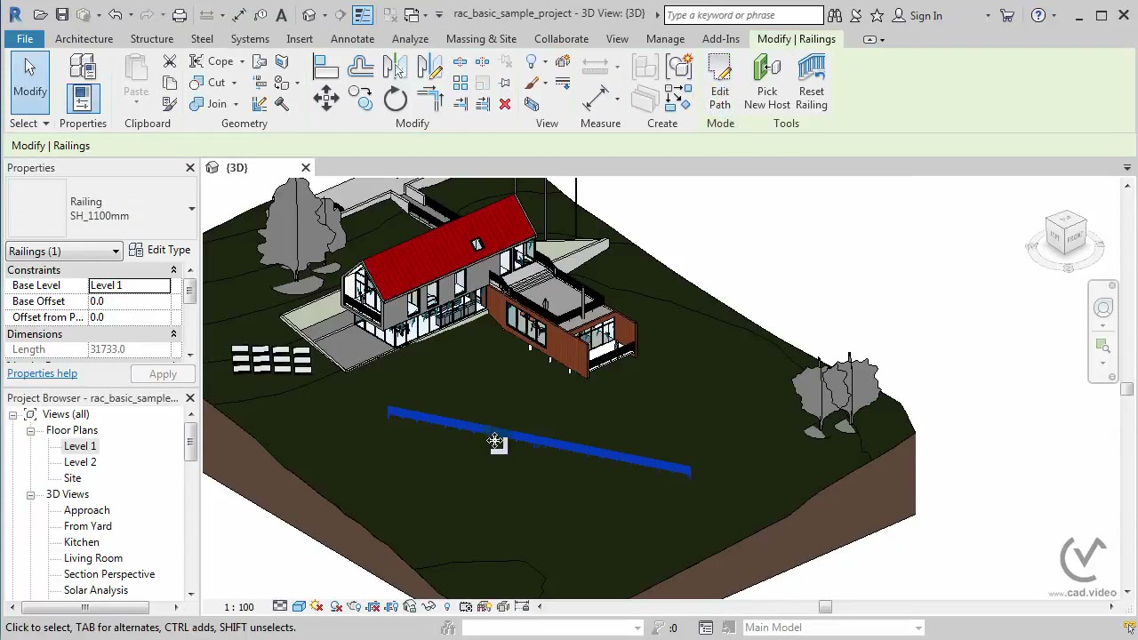 008 - تعليم برنامج Revit - شرح Railing With Split Element - YouTube