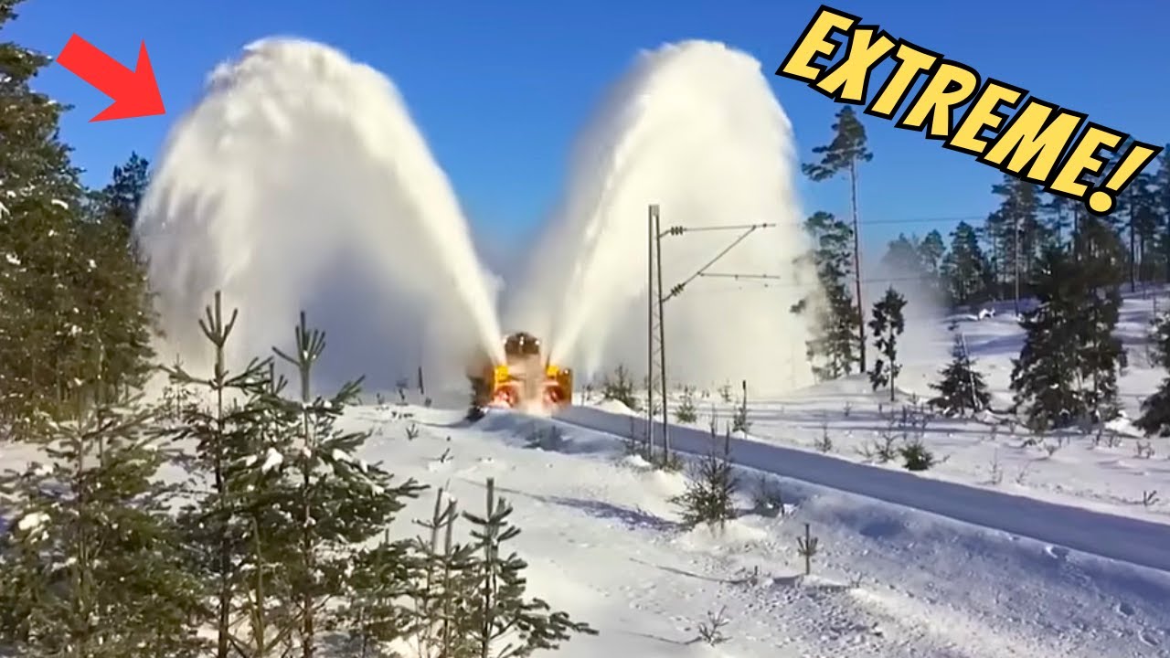 EXTREME! train snow plowing DEEP snow compilation 1 - YouTube