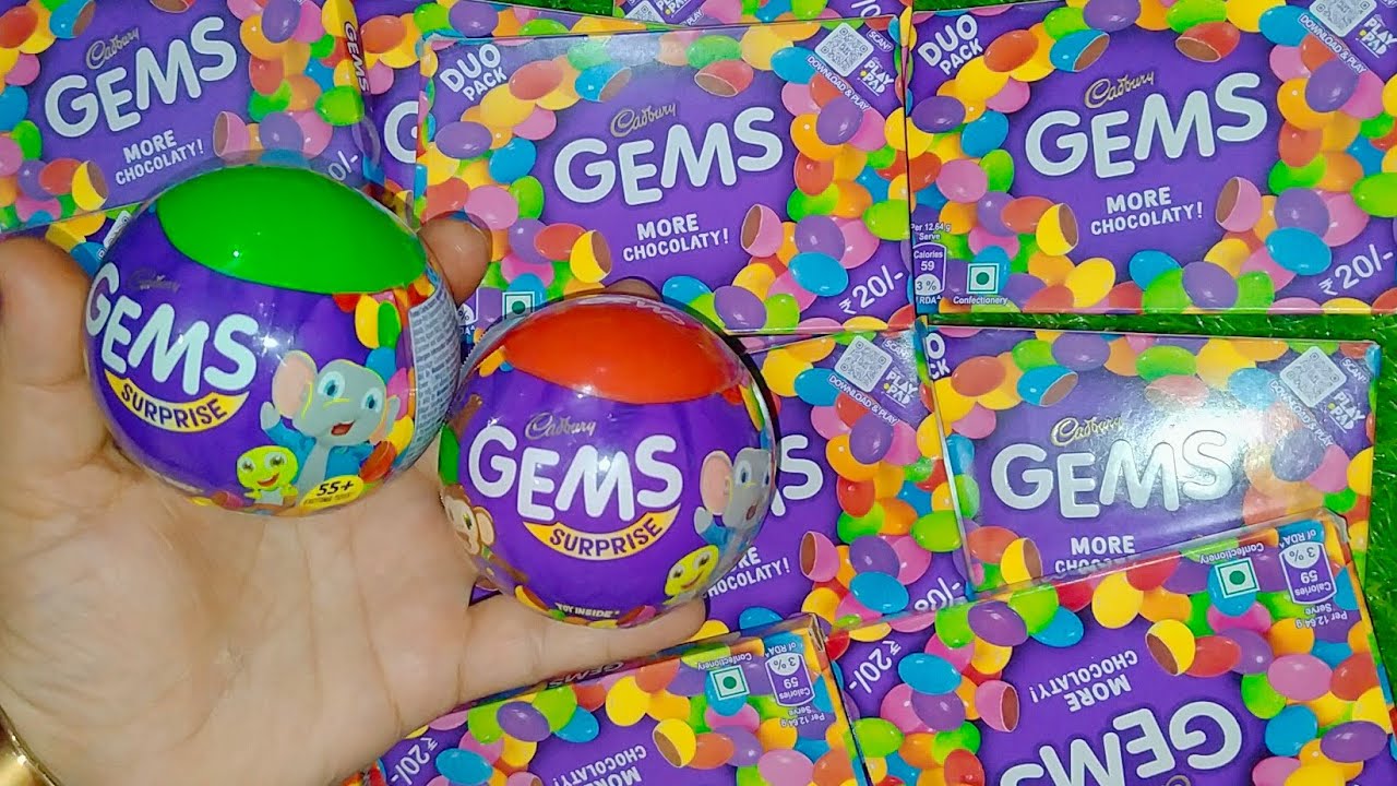 gems surprise gems candy chocolate gems boll candy toy - YouTube