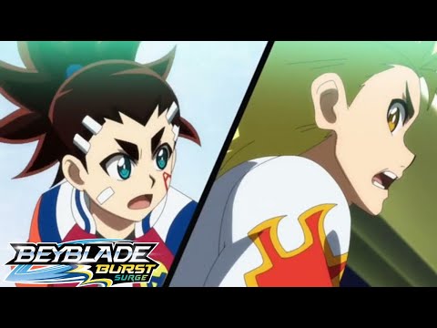 Beyblade Burst Surge ENGLISH DUB EP 23 Aiger & Ranjiro vs Valt & Rantaro