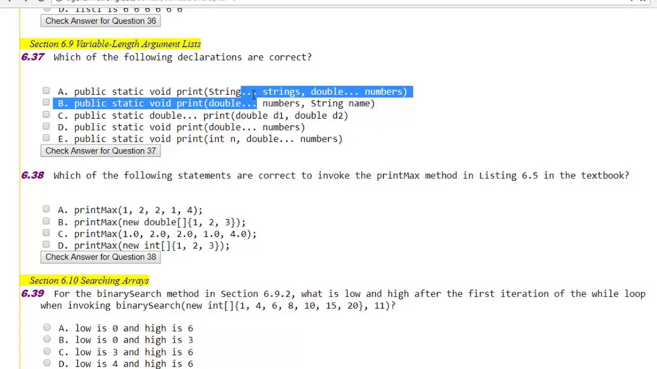 CH6 1 D Array part 2 MCQ Java Language - YouTube