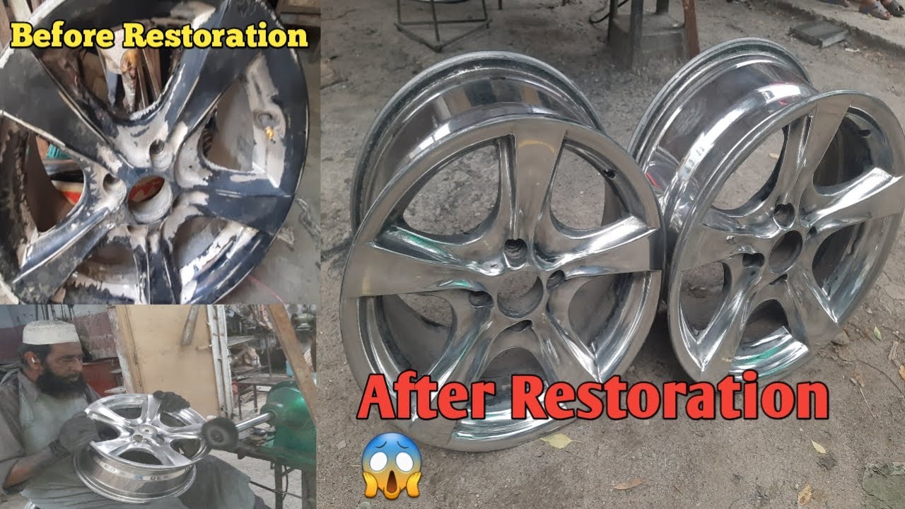 Restoration an old alley rims of car with small tools - YouTube