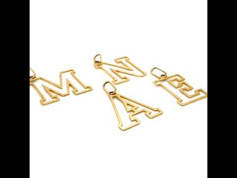 14 Ayar Altın Minimal Harf Kolye Ucu / 14k Gold Minimal Letter Pendant
