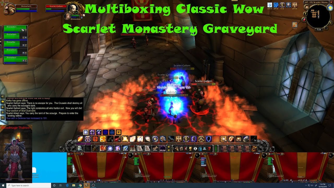 Wow Classic Multiboxing scarlet monastery Graveyard - YouTube