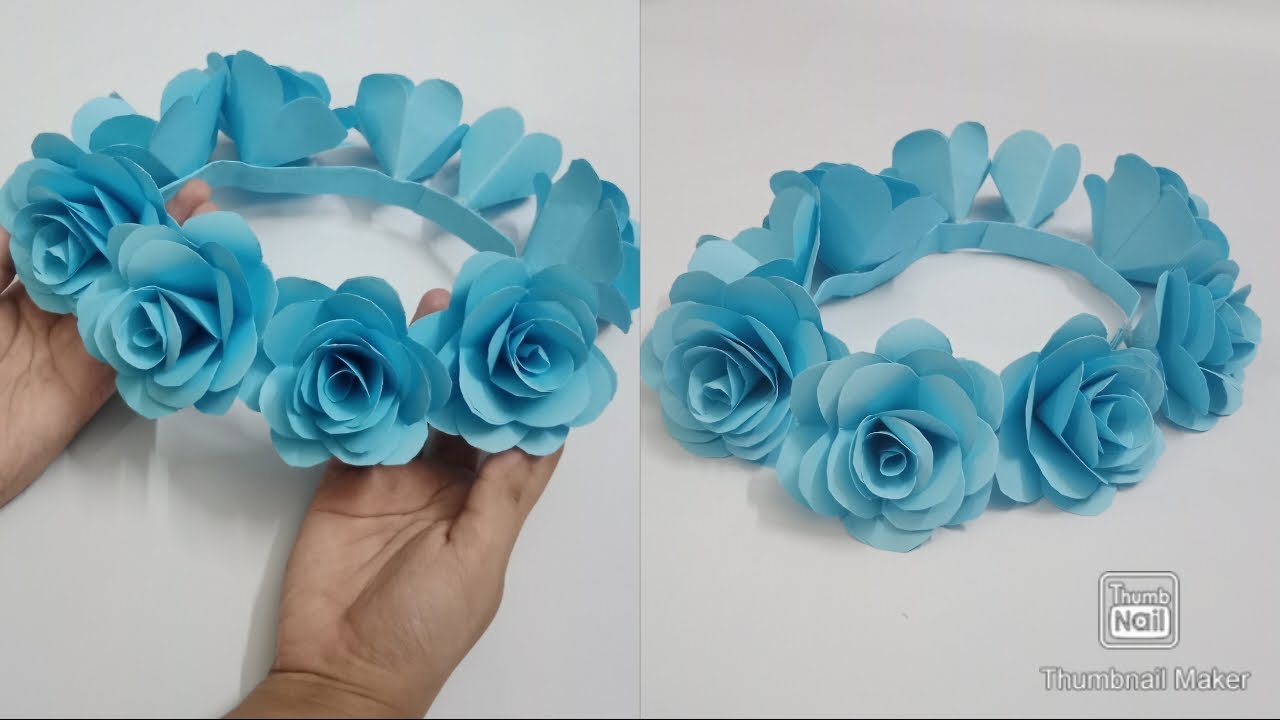 Blue Paper Rose Crown | How to make paper crown | Origami crown | Paper ...