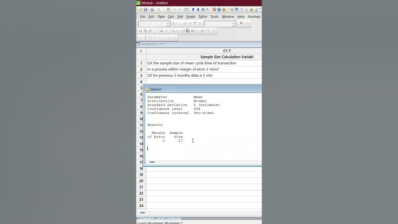 How to calculate Sample size for variable data in Minitab #shorts - YouTube