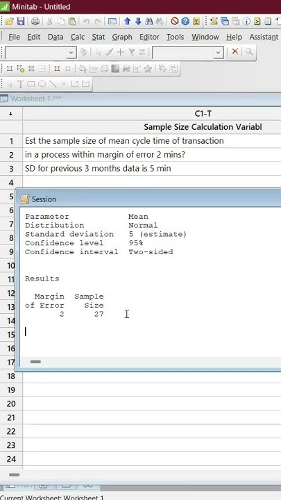 How to calculate Sample size for variable data in Minitab #shorts - YouTube