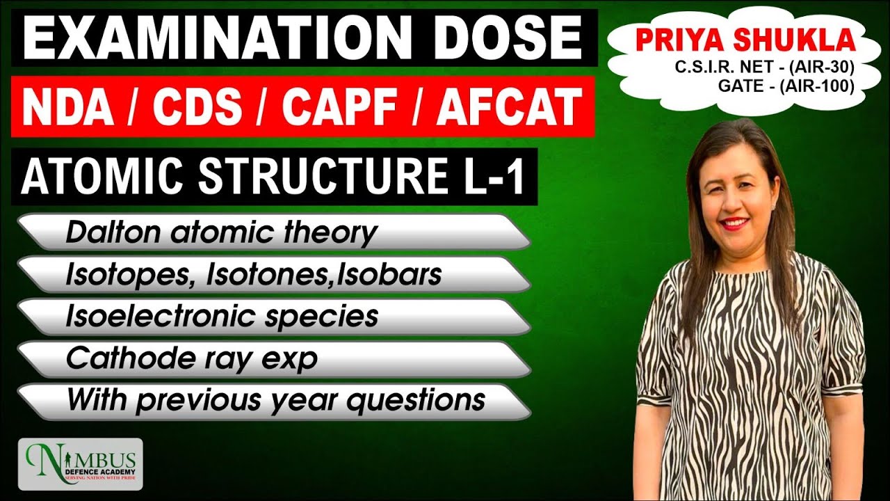 Atomic Structure (PART-1) || Chemistry for NDS/CDS/CAPF || #nda #upsc # ...