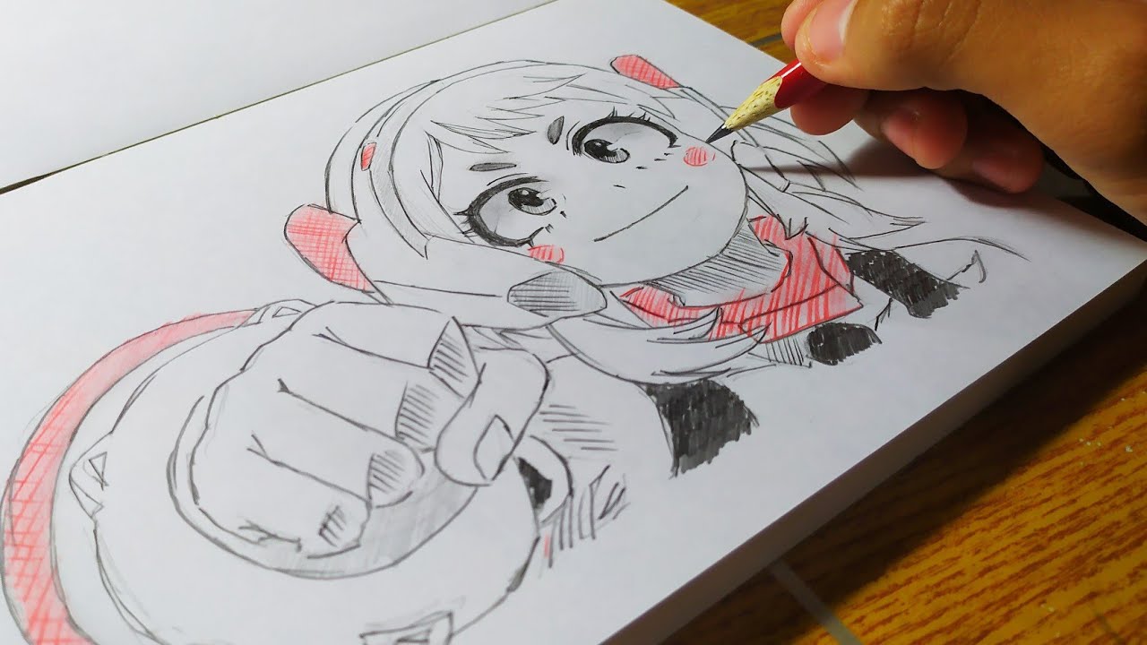 Speed Drawing Uraraka | Simple Anime Drawing - YouTube
