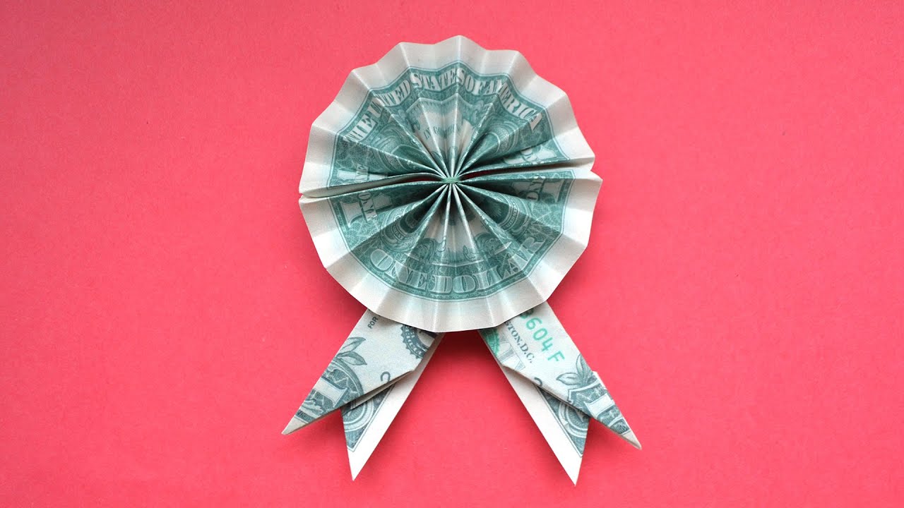 Easy MONEY MEDAL AWARD WITH RIBBONS | Dollar Origami for Graduation ...
