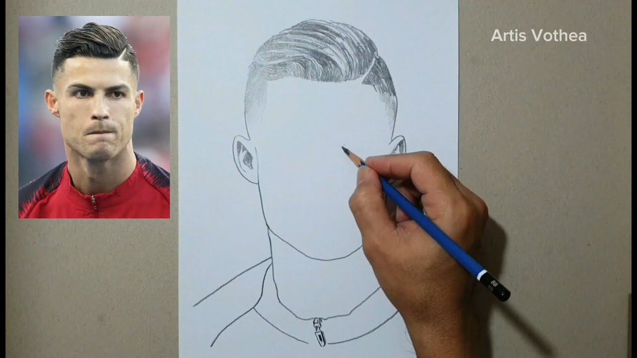 Drawing Cristiano Ronaldo with a pencil /How to draw - YouTube