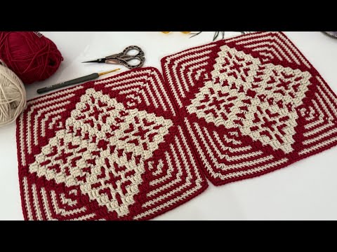 Tığ İşi Mozaik Tekniği ile Örülmüş Efsane Motif Modeli #crochet #diy #mosaic