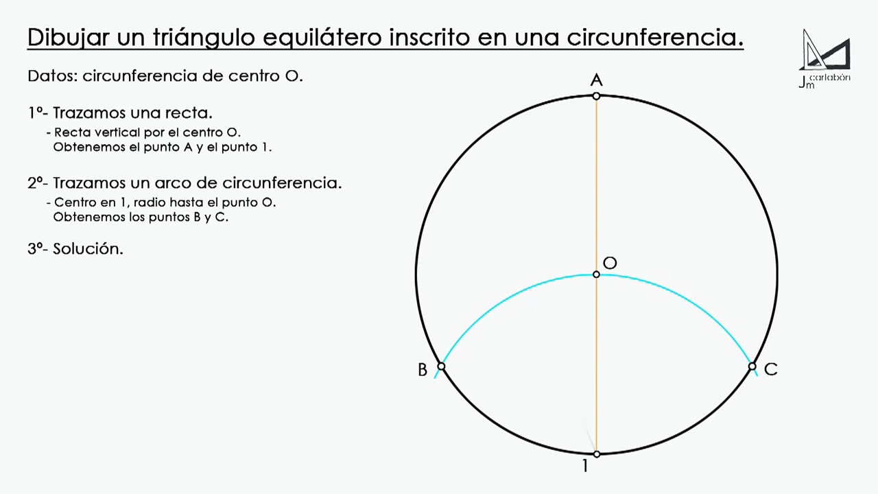 Triángulo equilátero inscrito en una circunferencia paso a paso - YouTube