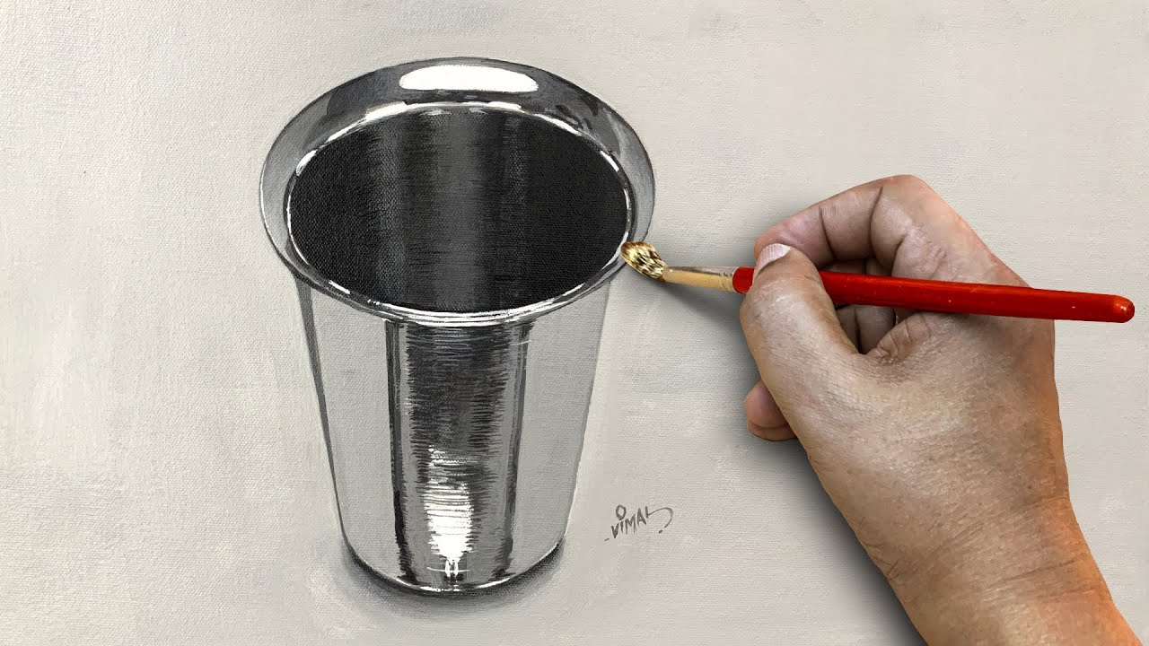 Painting a Stainless Steel Glass I Acrylic Painting Process I The ...