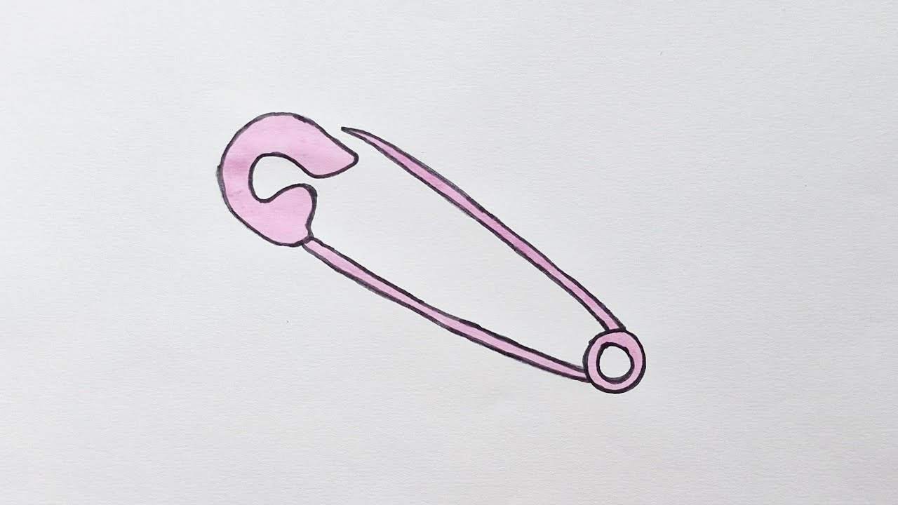 Learn to draw a safety pin. Easy safety pin drawing. 🧷 #drawing # ...