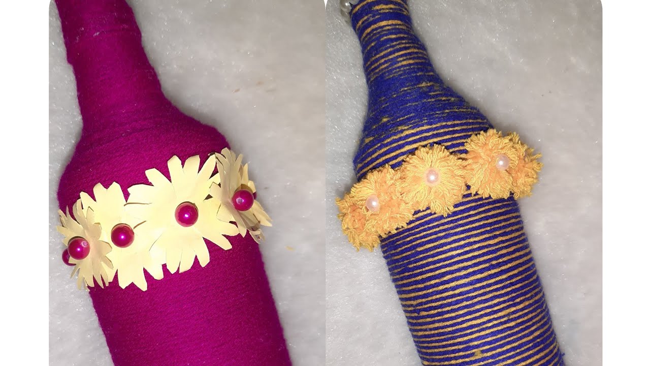 Bottle Arts Using Woollen Thread - YouTube