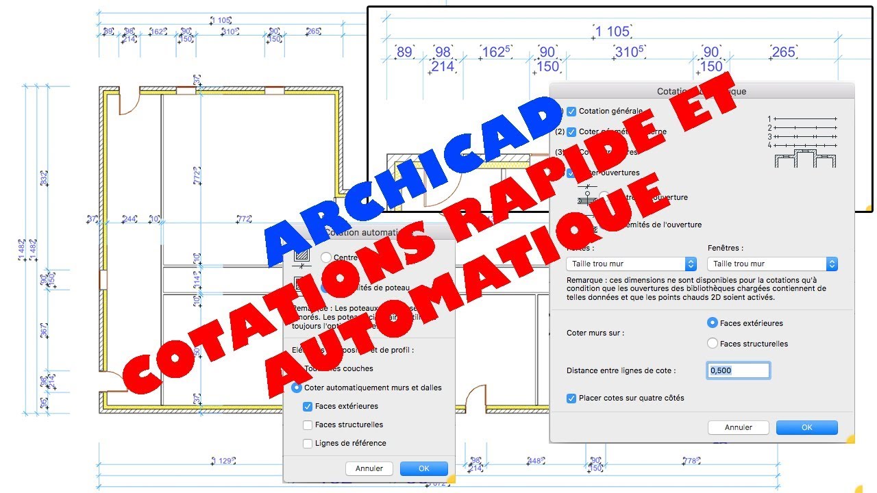 Archicad Cotations rapide et automatique - YouTube