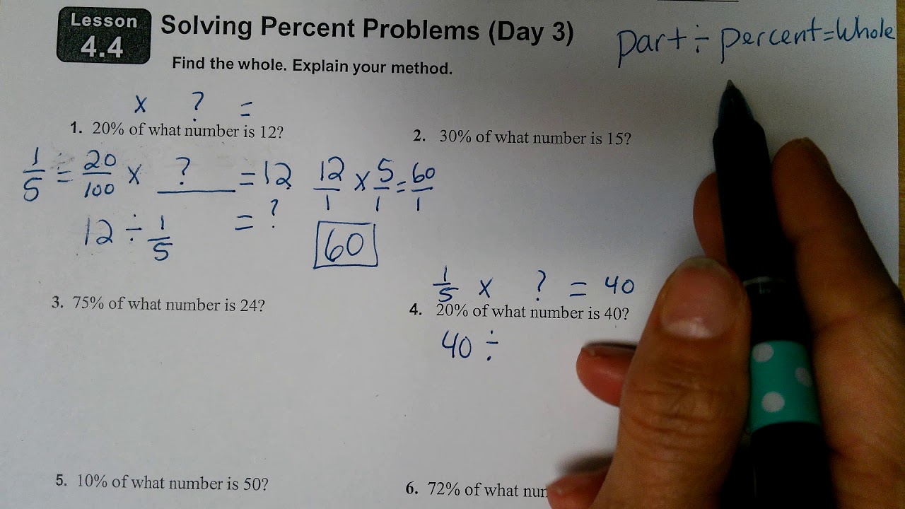 4.4 Solving Percent Problems Day 3 - YouTube