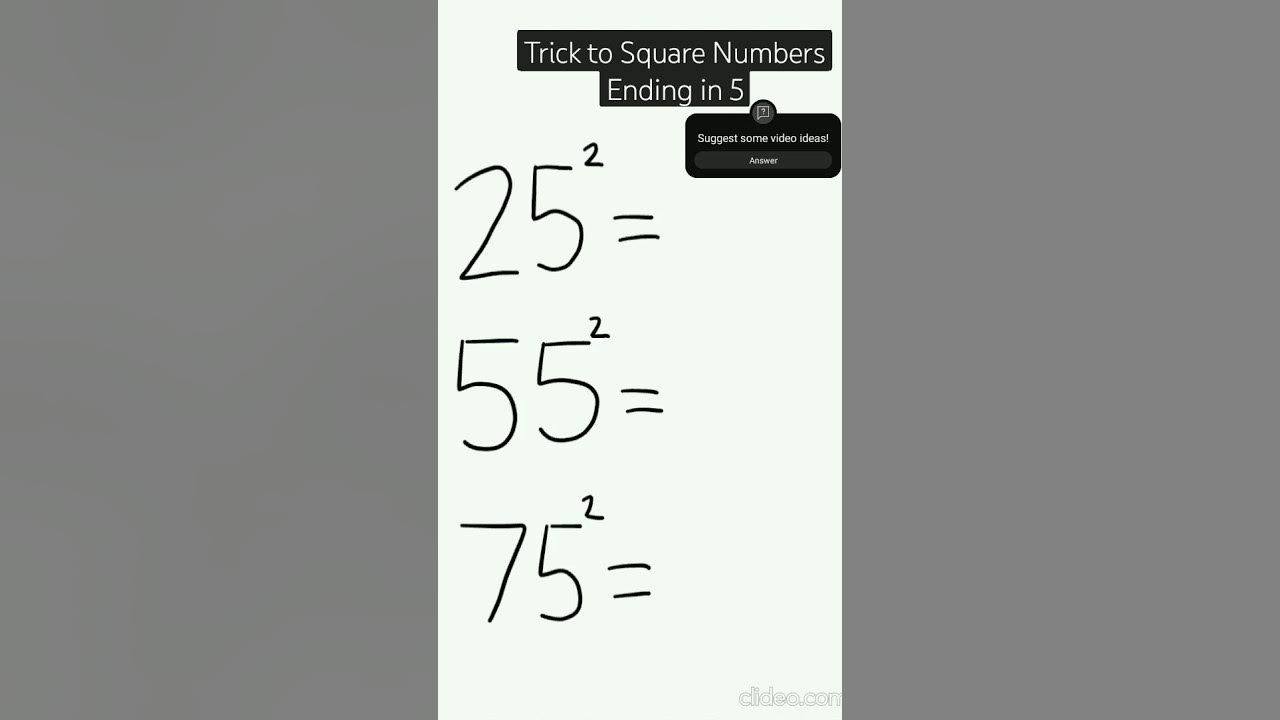 Trick to Square Numbers Ending in 5 - YouTube