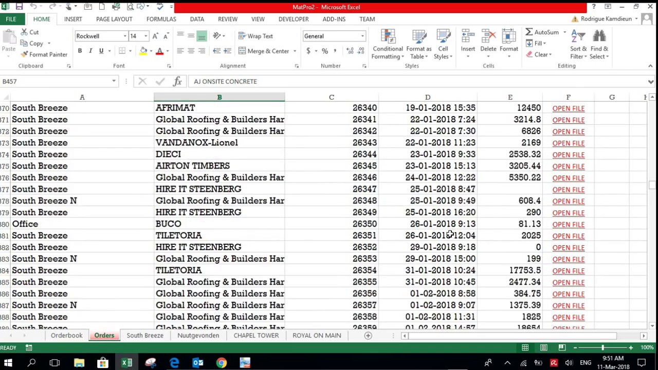 Materials Procurement Spreadsheet program - YouTube