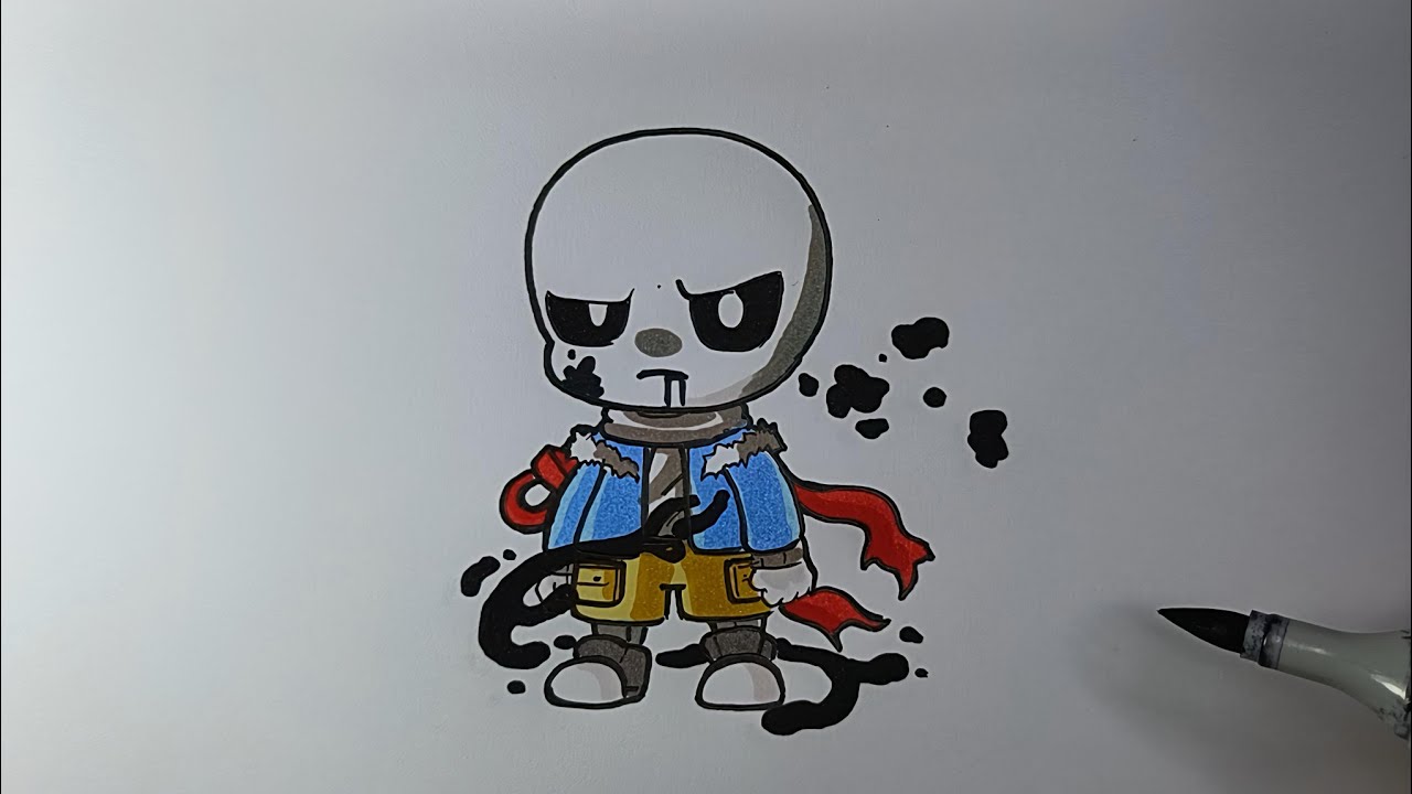 How To Draw Pale Ink Sans Chibi Undertale - YouTube