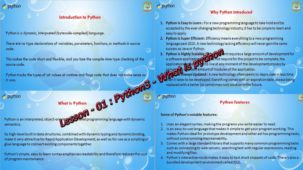 Lesson - 01 : Python3 - What is python - YouTube