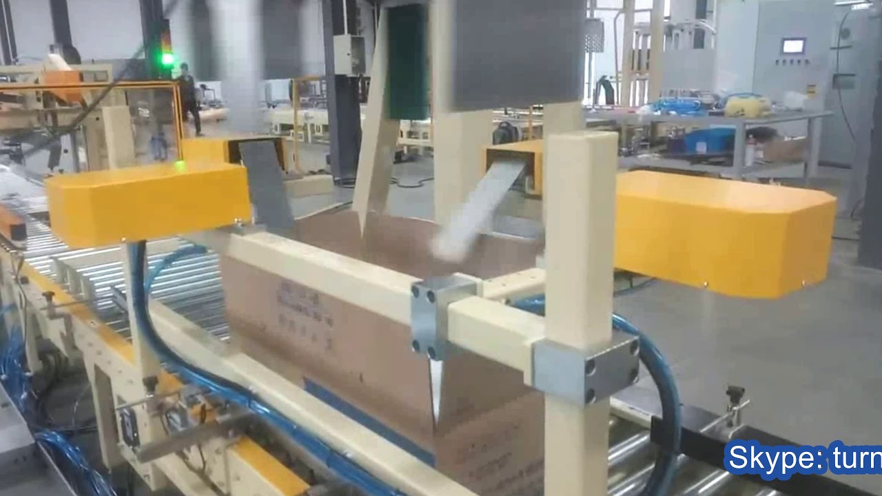 Home appliances robot feeding carton flap sealing strapping line big ...