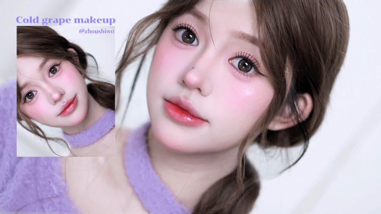 GRWM｜Ins Cool Grape Makeup🍇Full Makeup And Practice Version! - YouTube