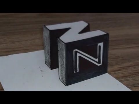 How to draw letter N in 3D in point perspective - YouTube