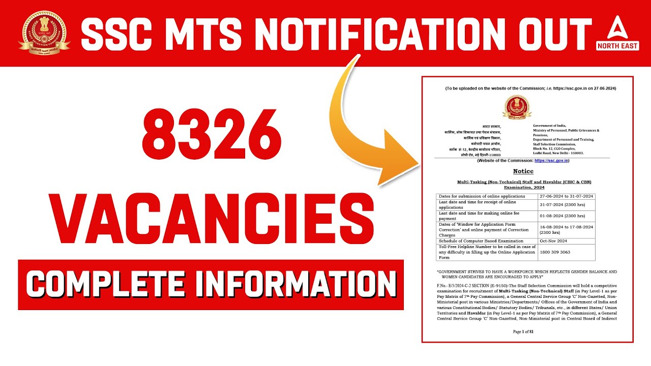 SSC MTS Notification 2024 Out | SSC MTS New Vacancy 2024 | SSC MTS 2024 ...