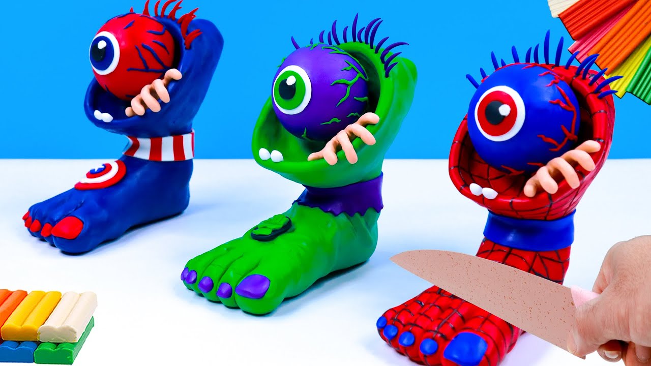 DIY eyes feet mixed superheroes Spider man, Hulk, Captain America with ...