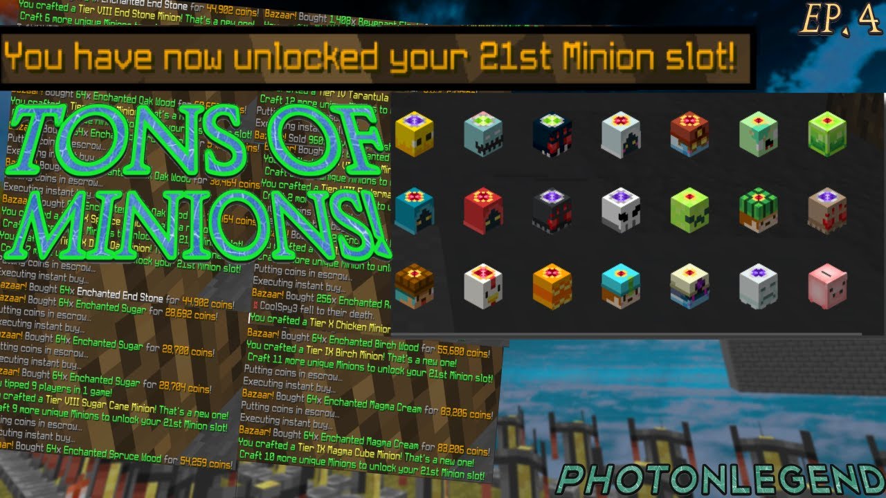 Crafting TONS of minions | Hypixel Skyblock EP. 4 - YouTube