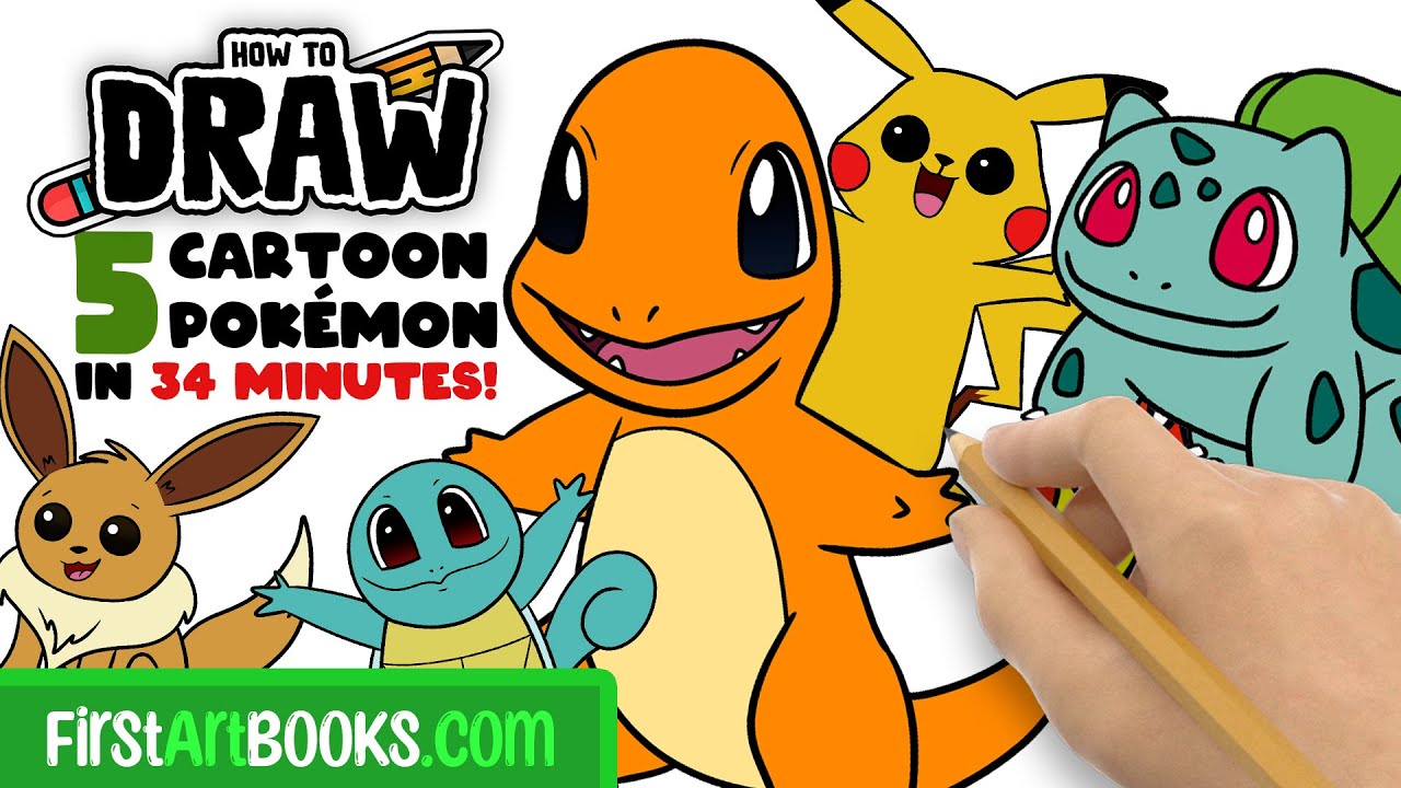 How To Draw 5 Pokémon in 34 Minutes | Step-by-Step Drawing - YouTube