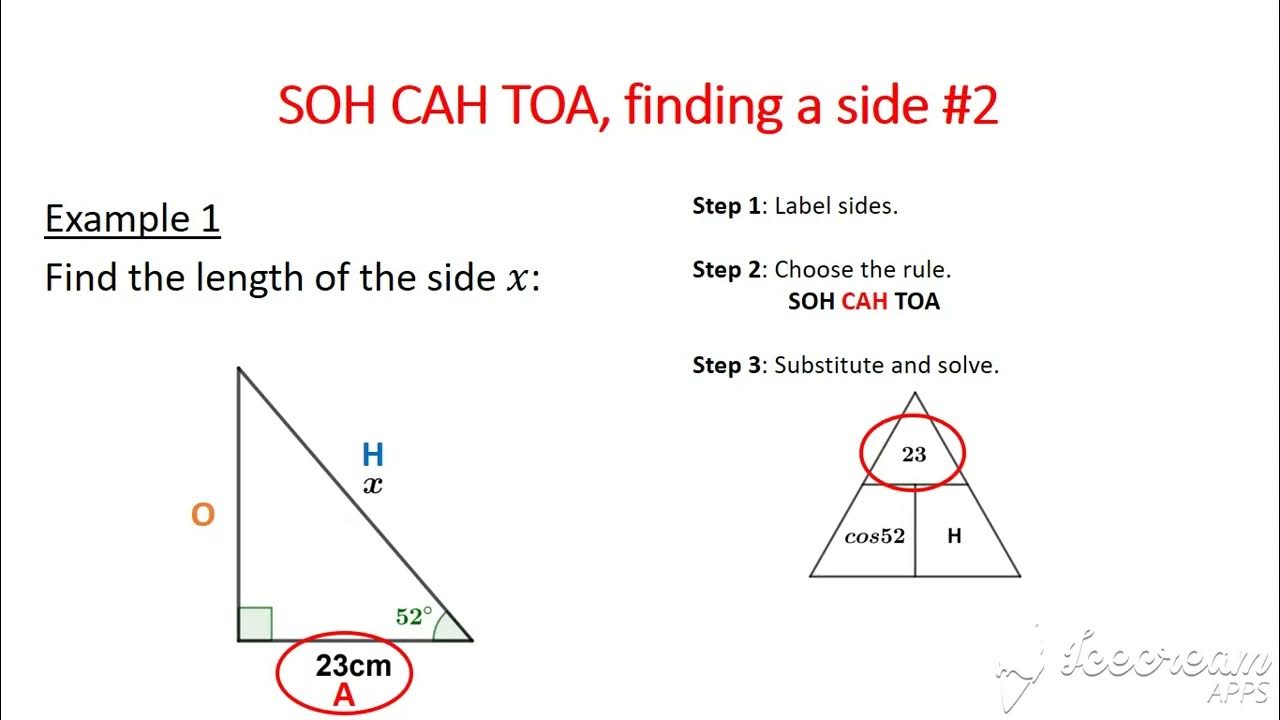 SOHCAHTOA - Finding a side #2 - YouTube