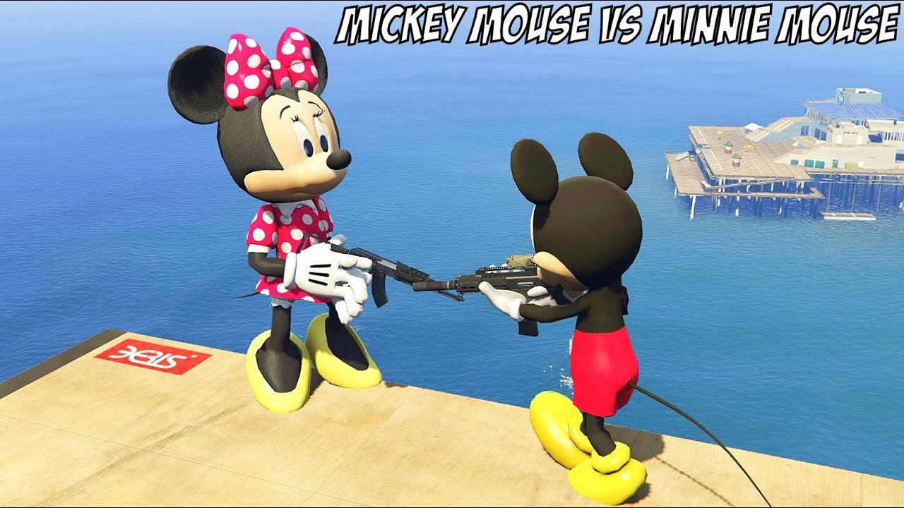 GTA 5 Super Ragdolls Mickey Mouse VS Minnie Mouse (Euphoria Physics ...