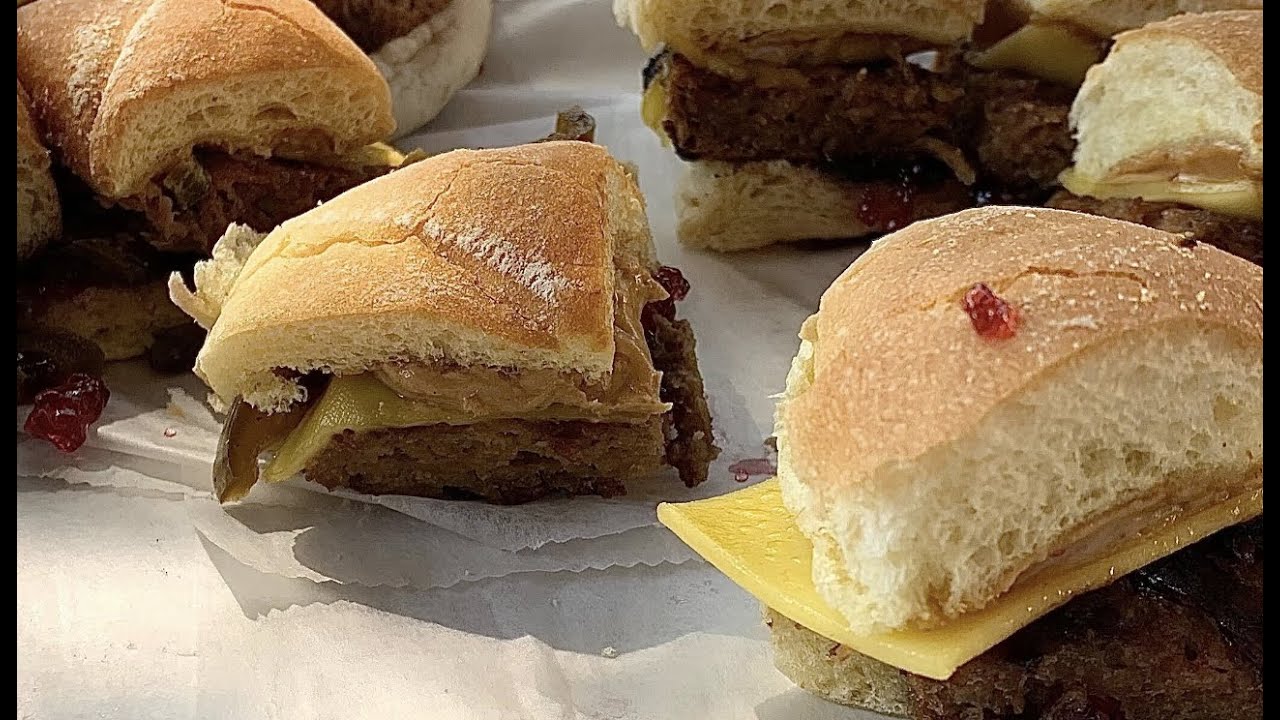 Taste-testing a spicy PB&J vegan cheeseburger at The Big E - YouTube
