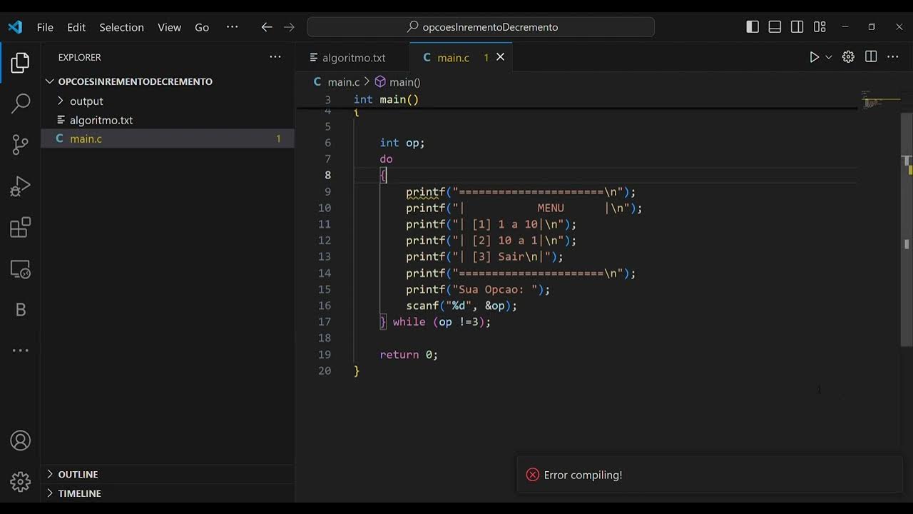 Contagem Progressiva e Regressiva em C Aprenda a Criar Menus ...
